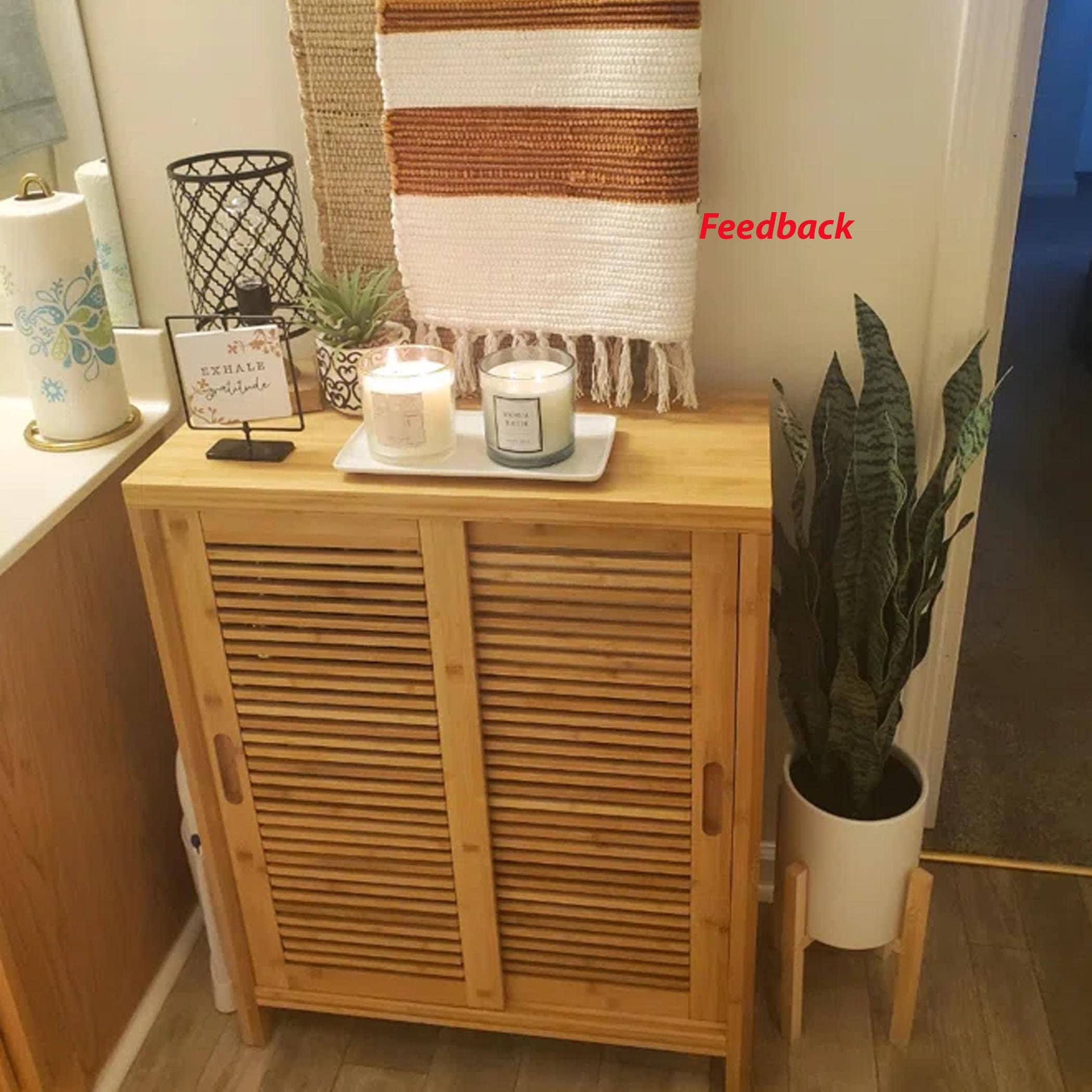 3 Tier Bamboo Storage Cabinet, Bathroom Storage Cabinets, Solid Bamboo ...