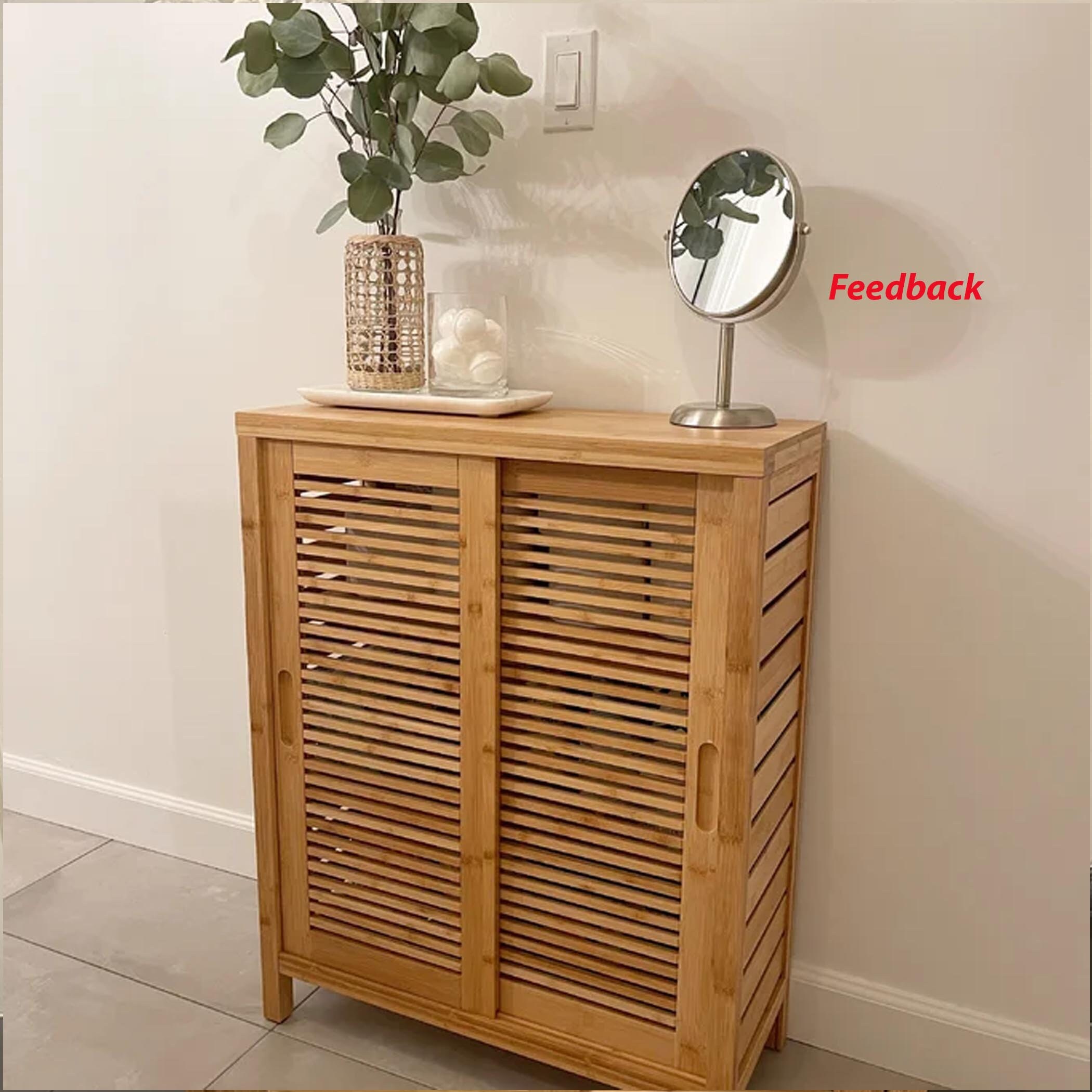 3 Tier Bamboo Storage Cabinet, Bathroom Storage Cabinets, Solid Bamboo ...