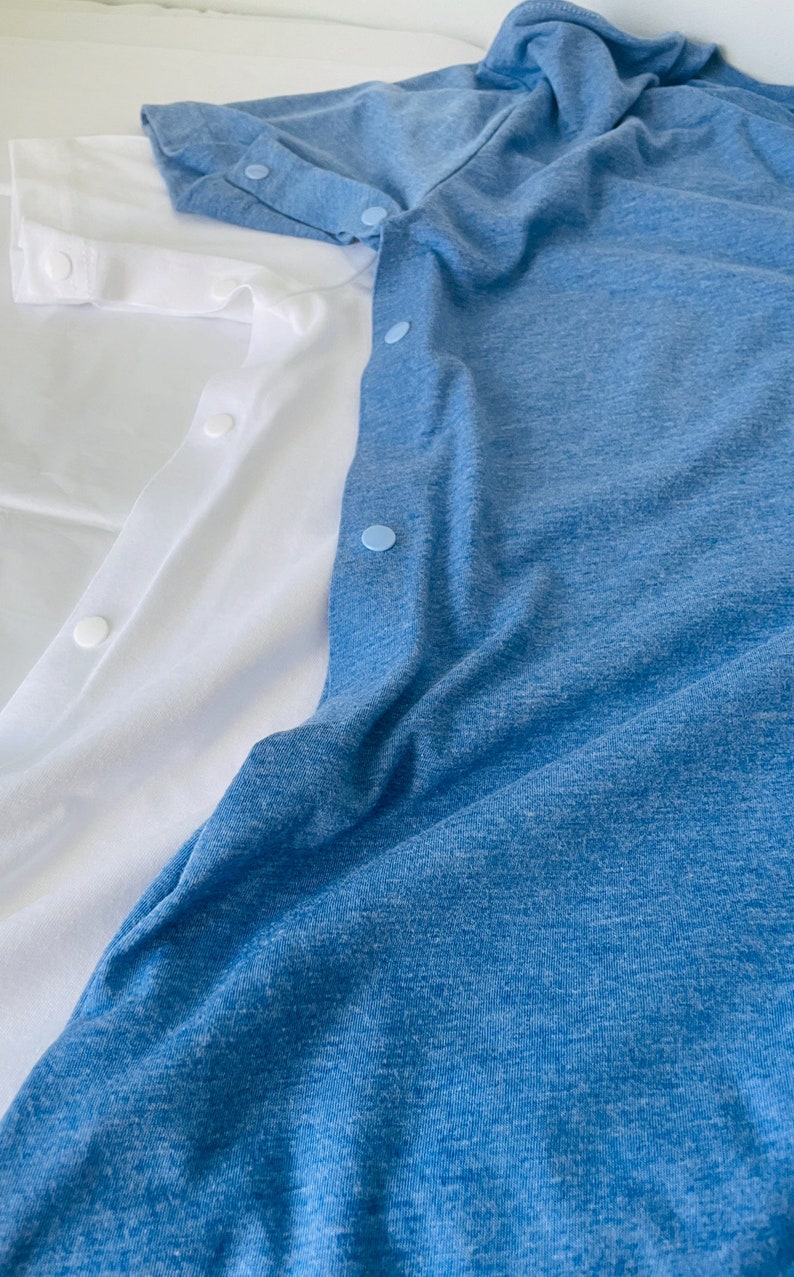 2 Pack blue/white Post Op Shoulder Surgery Shirts With Button Discrete ...