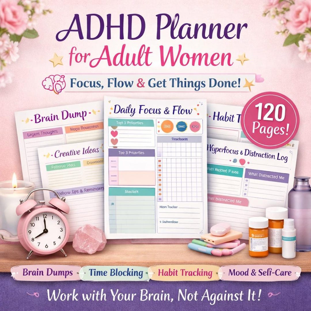 ADHD Planner for Women | Daily Focus & Routine Organizer | Canva ...