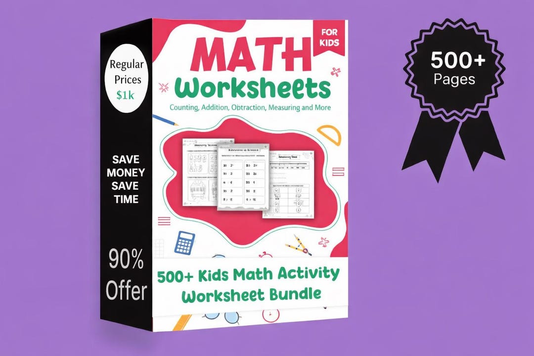 Math Activity Worksheet Bundle for Kids | 500+ Pages | Preschool to ...