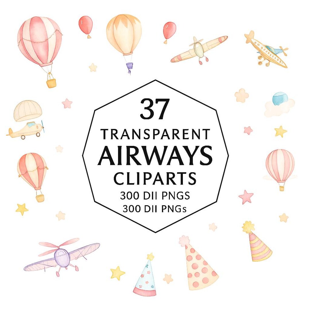Pink Air Transport Watercolor Clipart | Baby Shower PNG Graphics - Etsy
