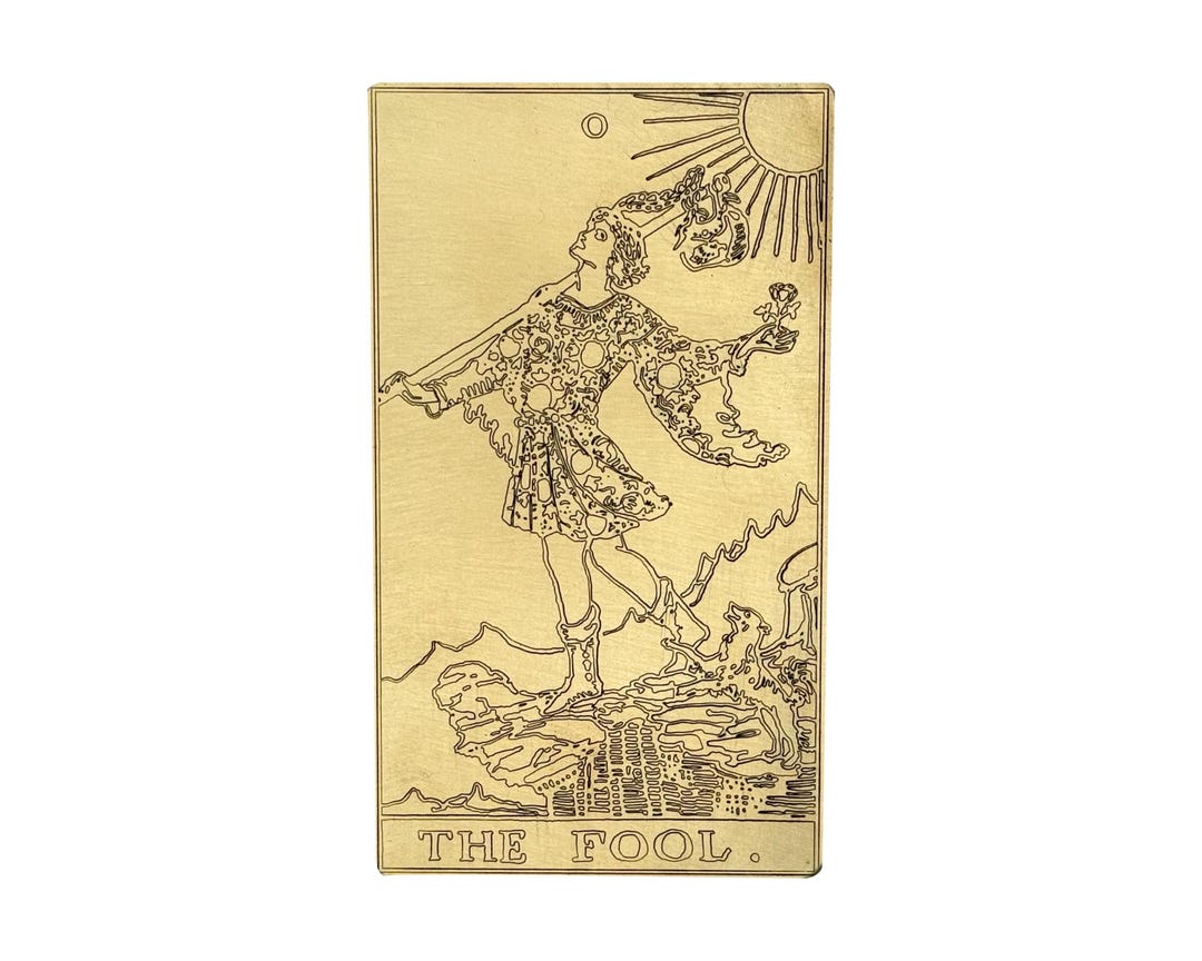 Metal THE FOOL Tarot Card. Solid Brass. Precision Engraved & Hand ...