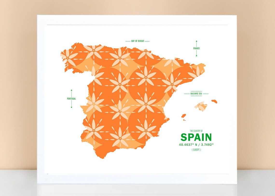 Spain Map Print Poster - Etsy