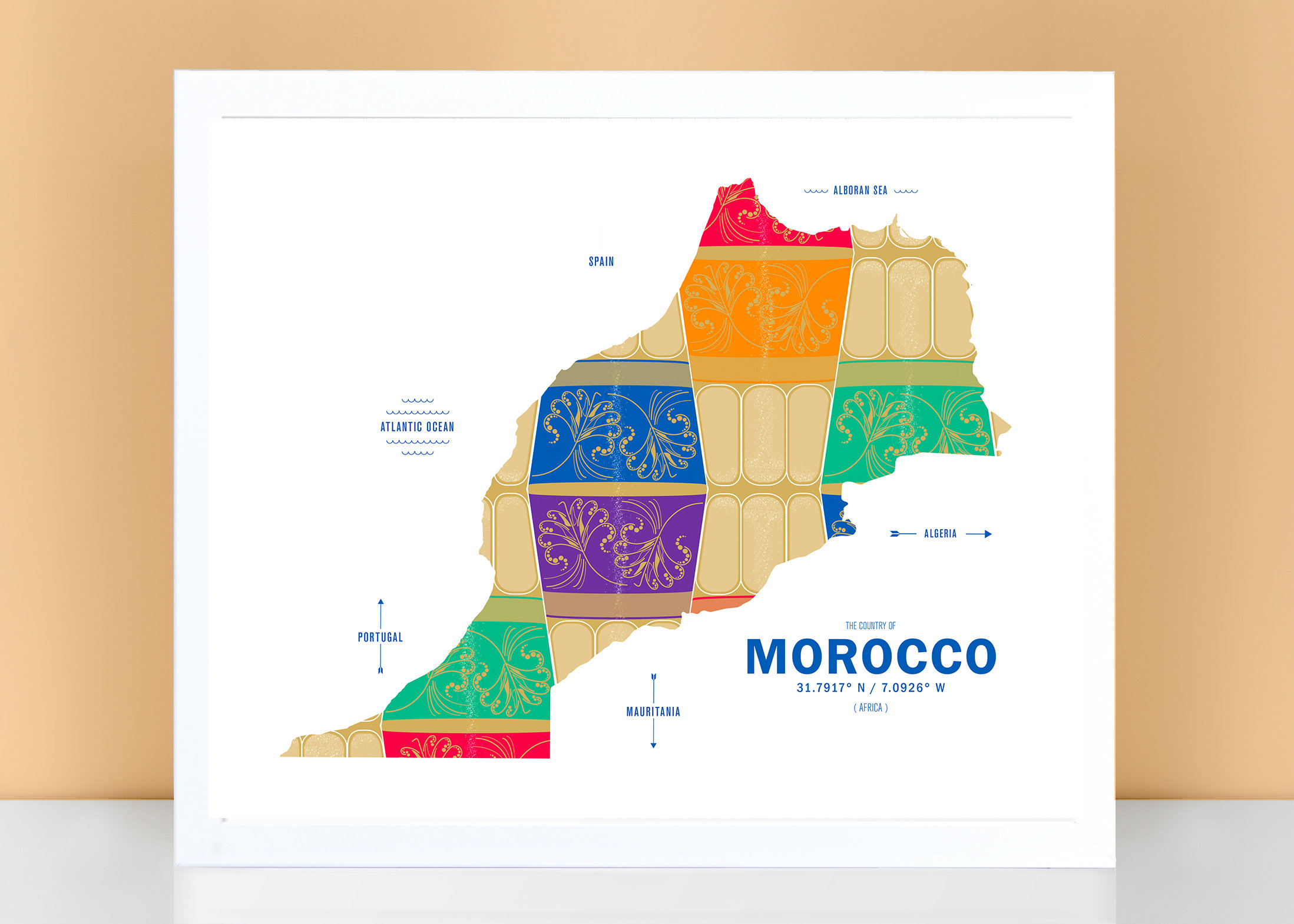 Morocco Map Print Poster - Etsy