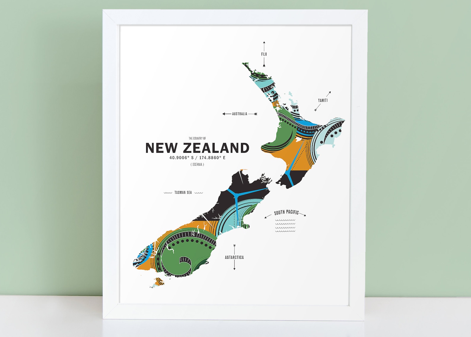 New Zealand Map Print Poster - Etsy