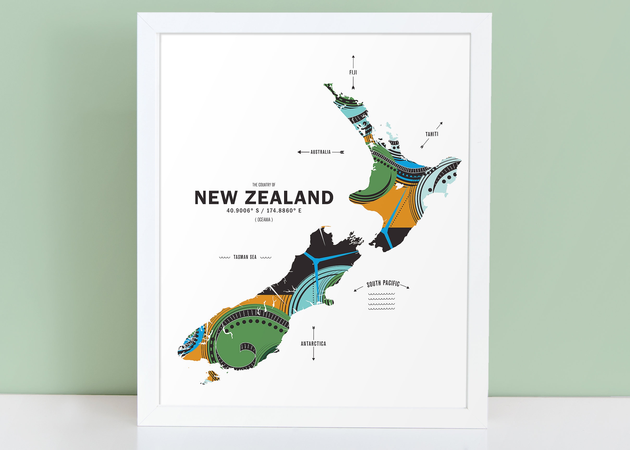 New Zealand Map Print Poster - Etsy