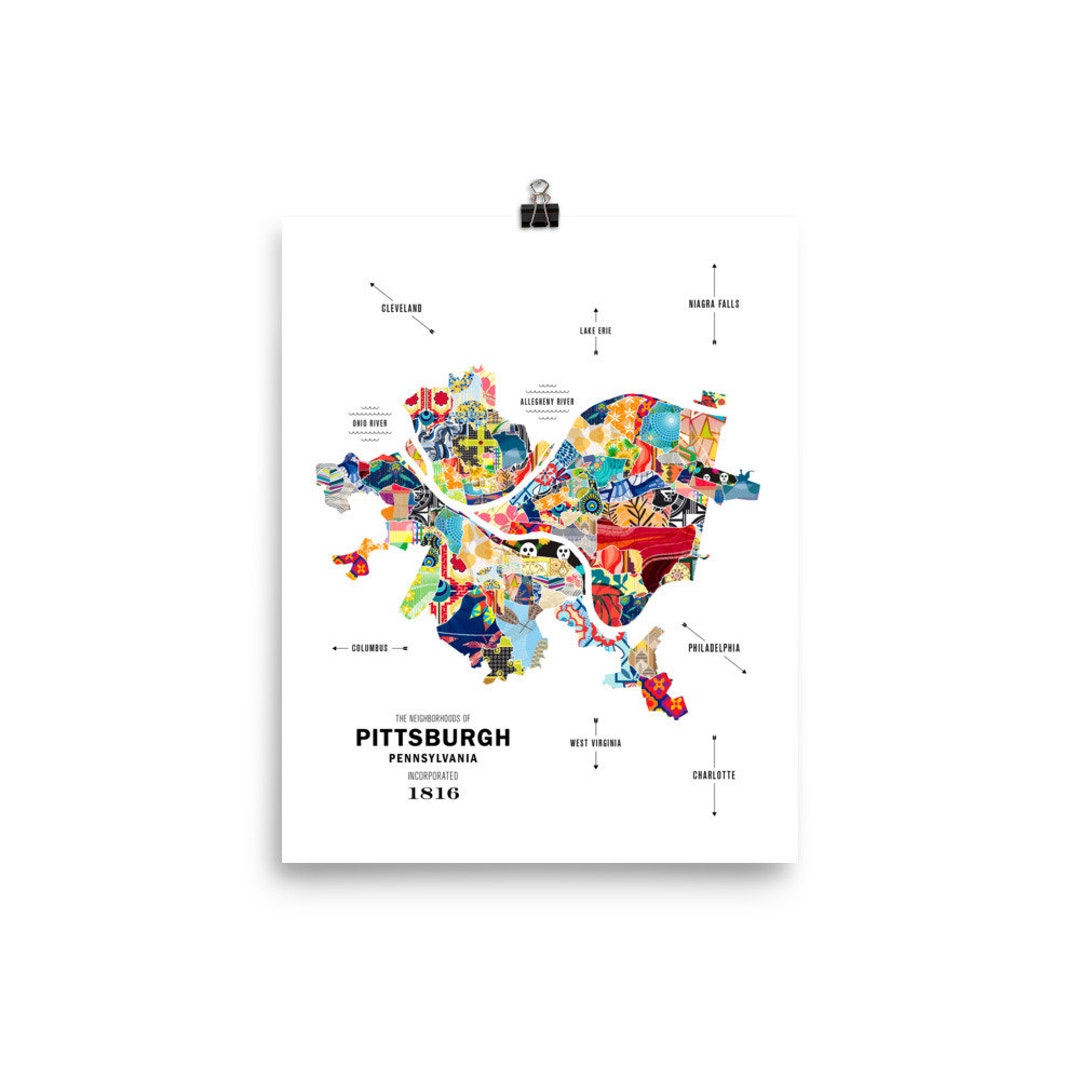 Pittsburgh, Pennsylvania City Map Print Travel Poster - Etsy