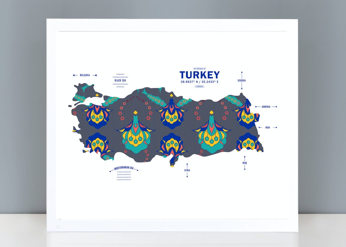 Turkey Map Print Poster - Etsy