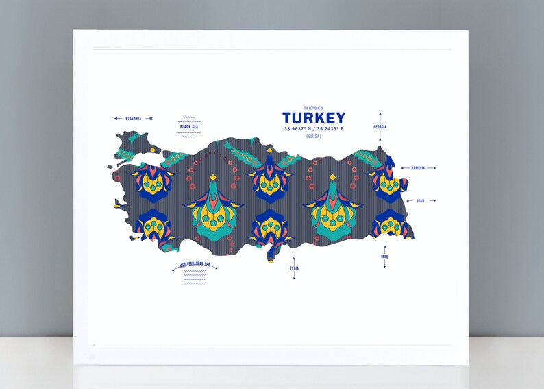 Turkey Map Print Poster - Etsy