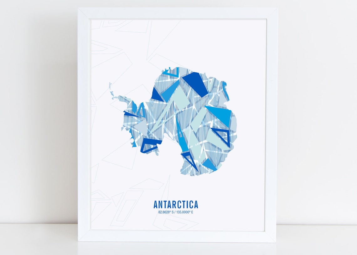 Antarctica Map Travel Poster - Etsy