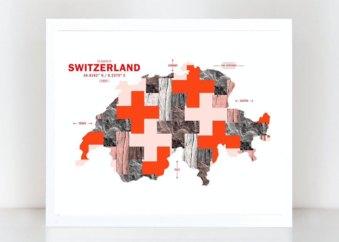 Switzerland Map Print Poster - Etsy