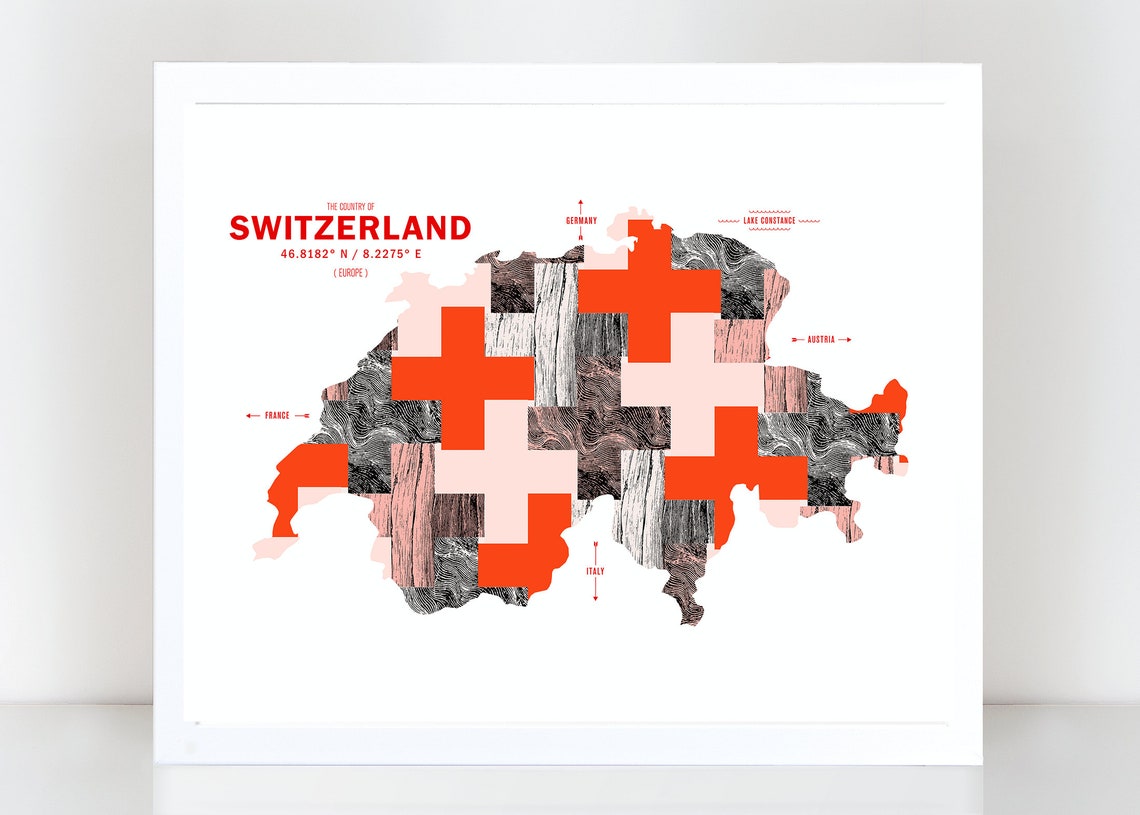 Switzerland Map Print Poster - Etsy