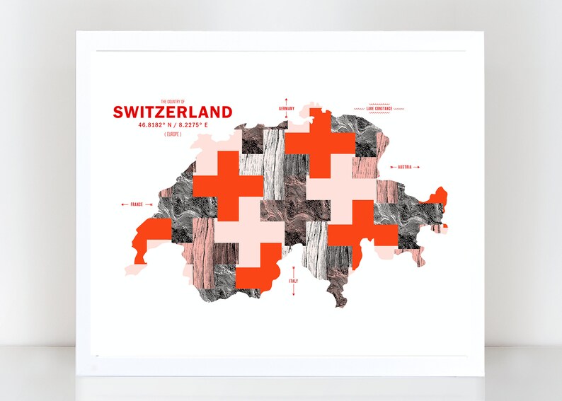 Switzerland Map Print Poster - Etsy