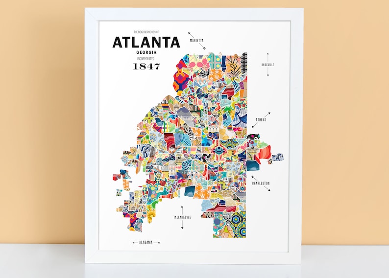 Atlanta, Georgia City Map Print Travel Poster - Etsy