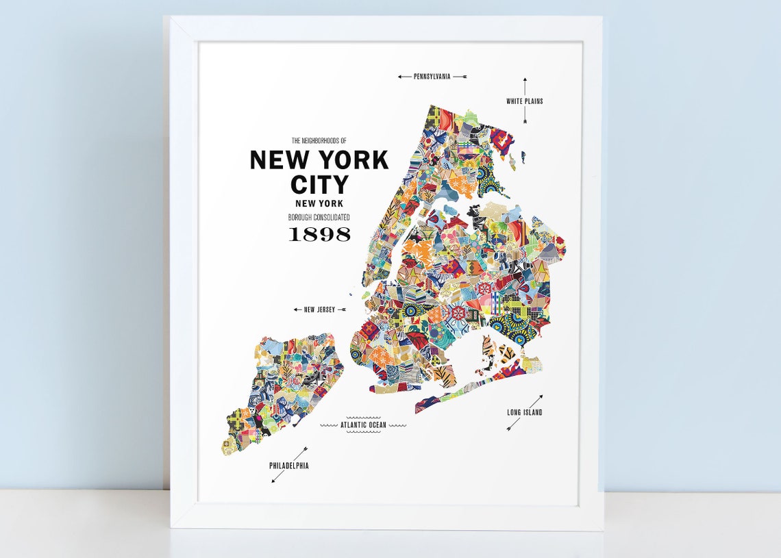New York City, NYC Map Print Travel Poster - Etsy