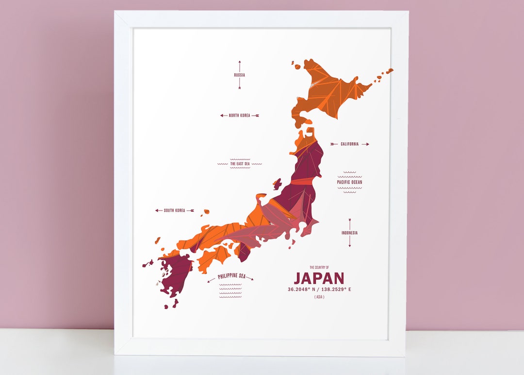Japan Map Print Poster - Etsy