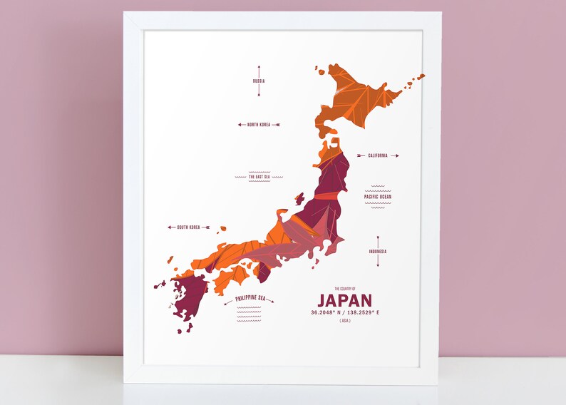 Japan Map Print Poster - Etsy