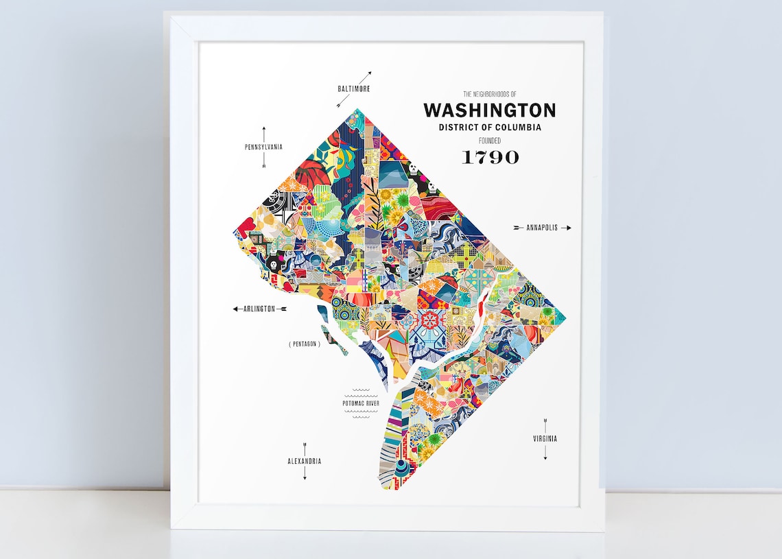 Washington D.C. Map Print Travel Poster - Etsy