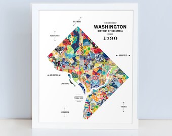 Washington, D.C Retro Inspired Metro Map DMV Digital Poster Print ...
