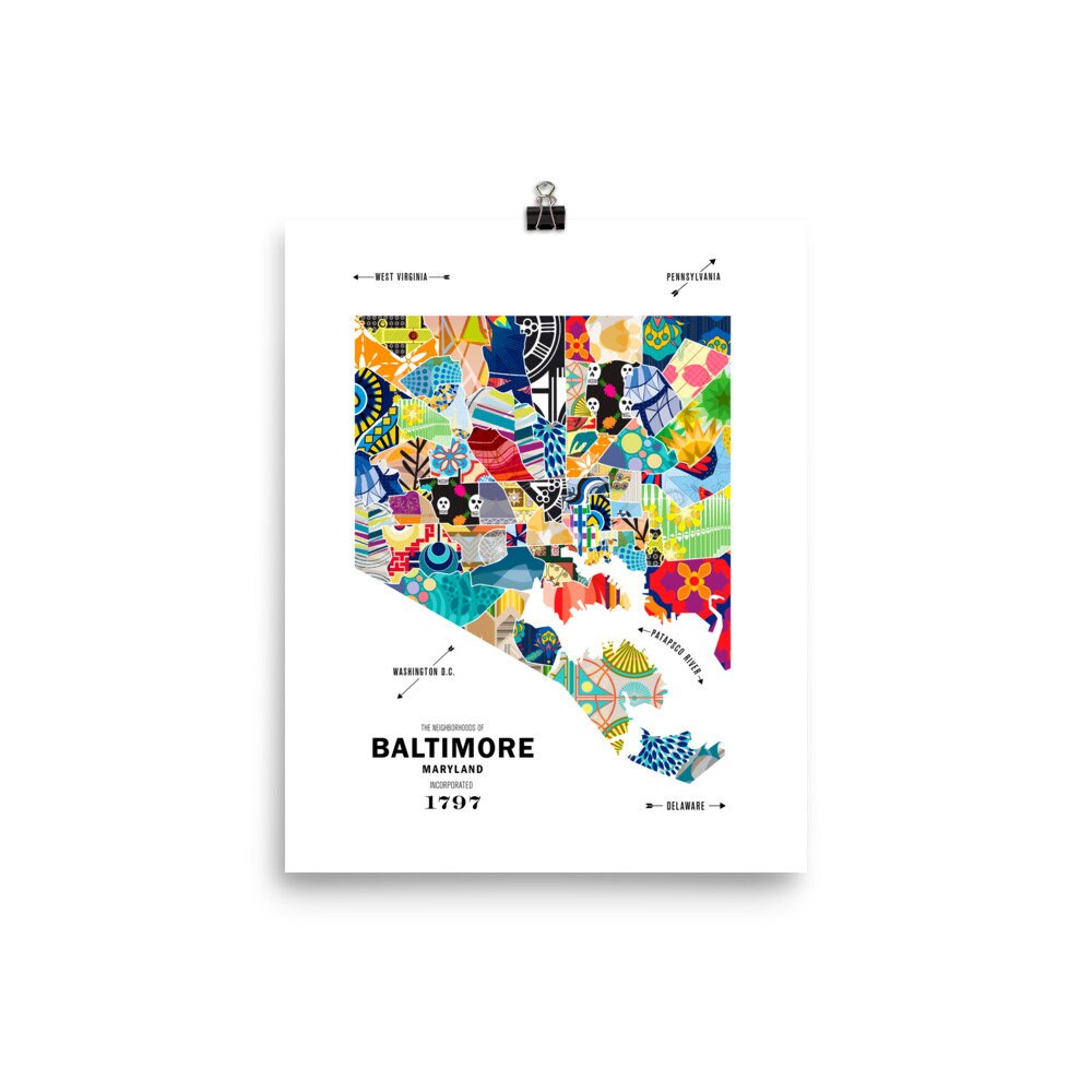 Baltimore City Map Print Travel Poster - Etsy