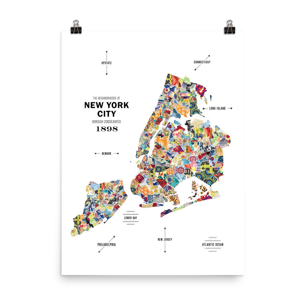 New York City, NYC Map Print Travel Poster - Etsy