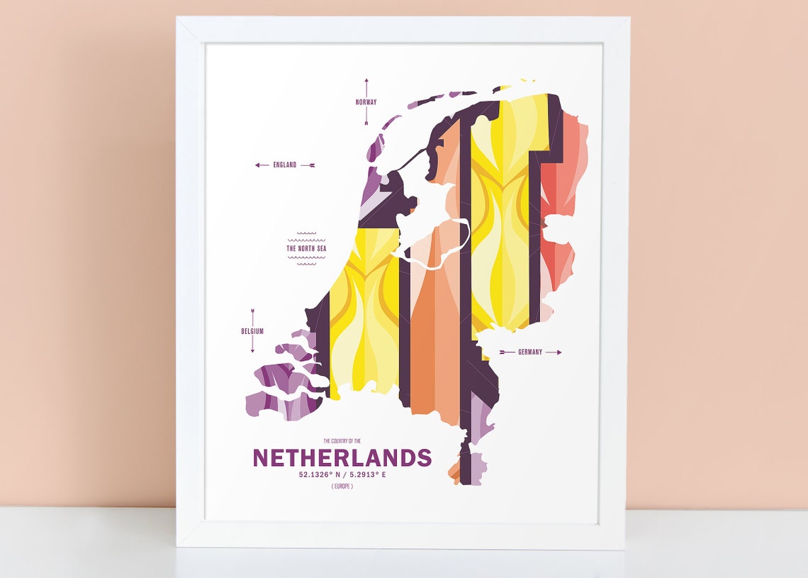 Netherlands Map Print Poster - Etsy