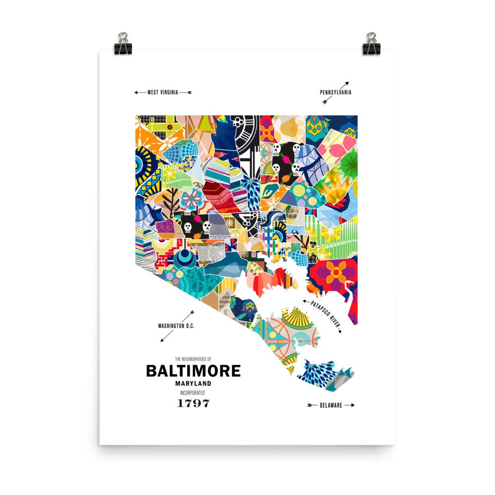 Baltimore City Map Print Travel Poster - Etsy