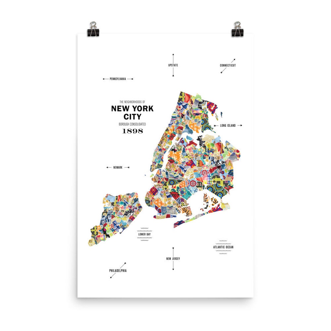 New York City, NYC Map Print Travel Poster - Etsy