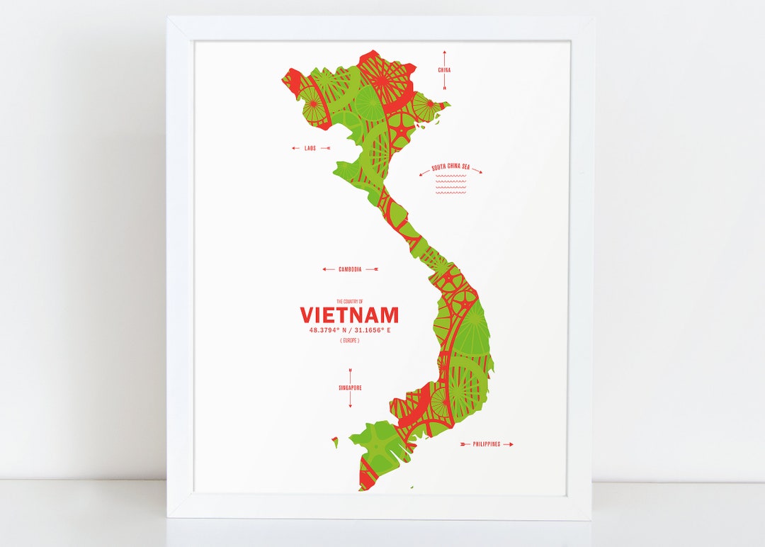 Vietnam Map Print Poster - Etsy