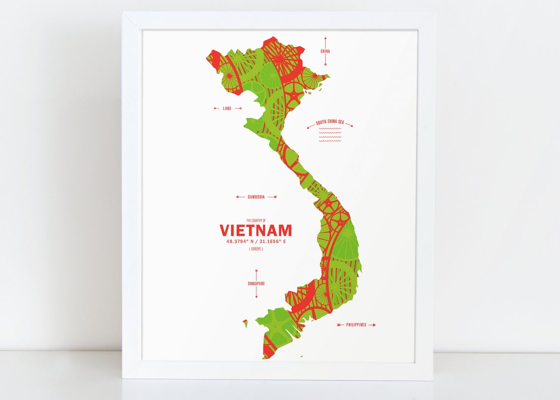 Vietnam Map Print Poster - Etsy