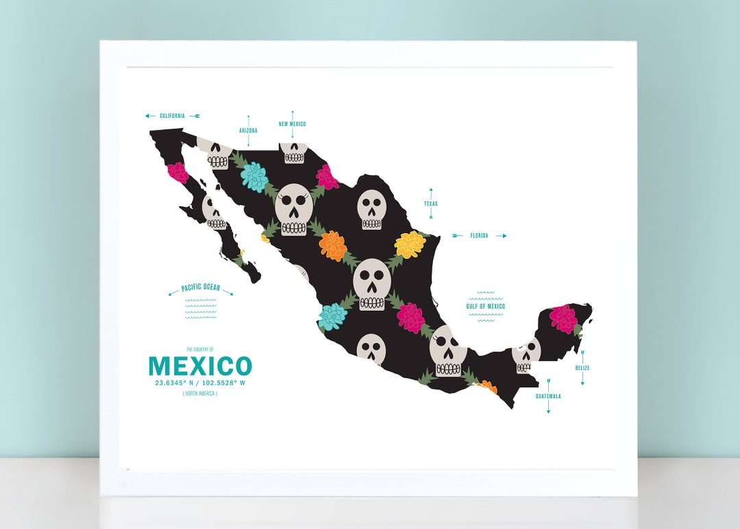 Mexico Map Print Poster - Etsy