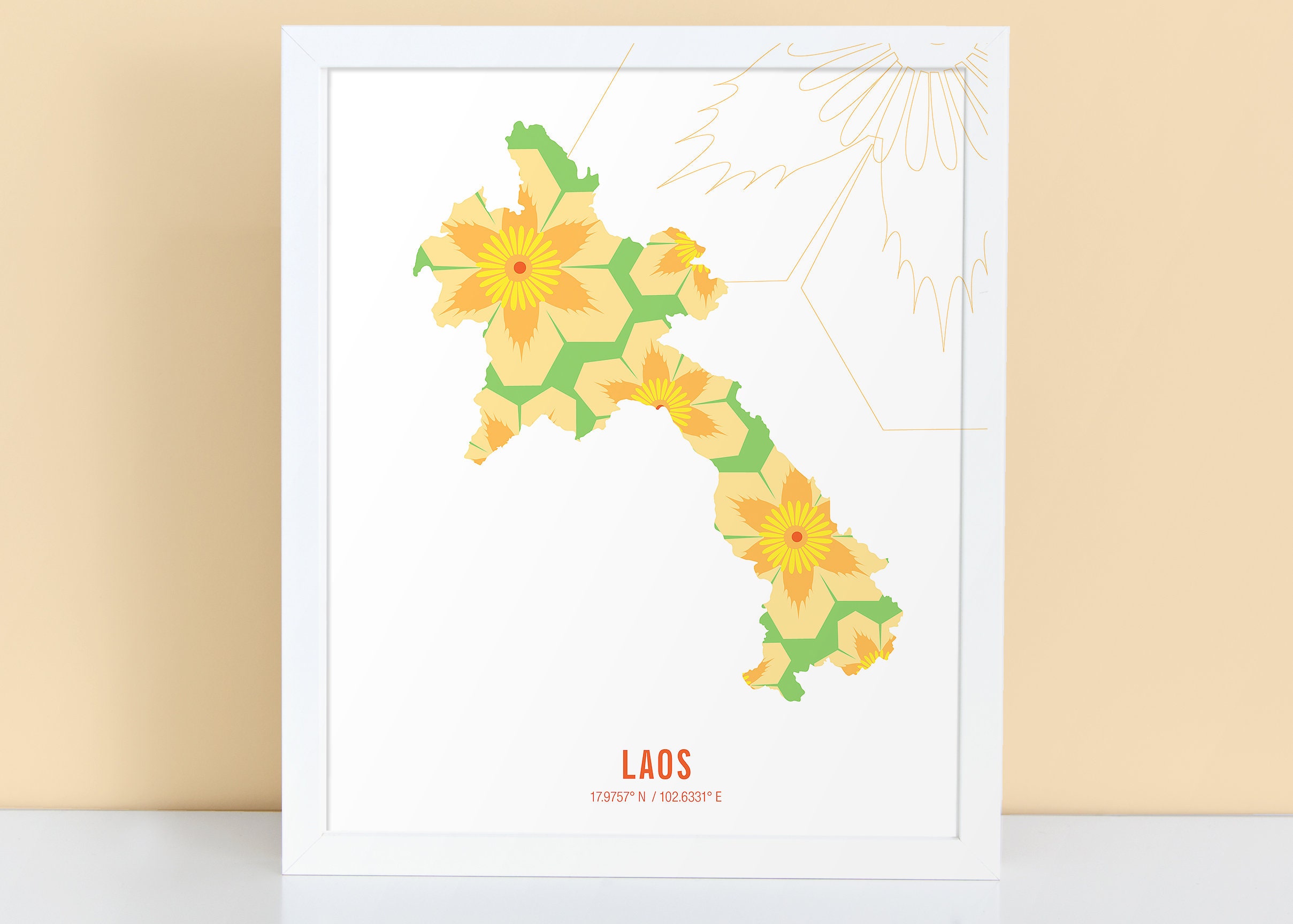 Laos Print Map Poster - Etsy