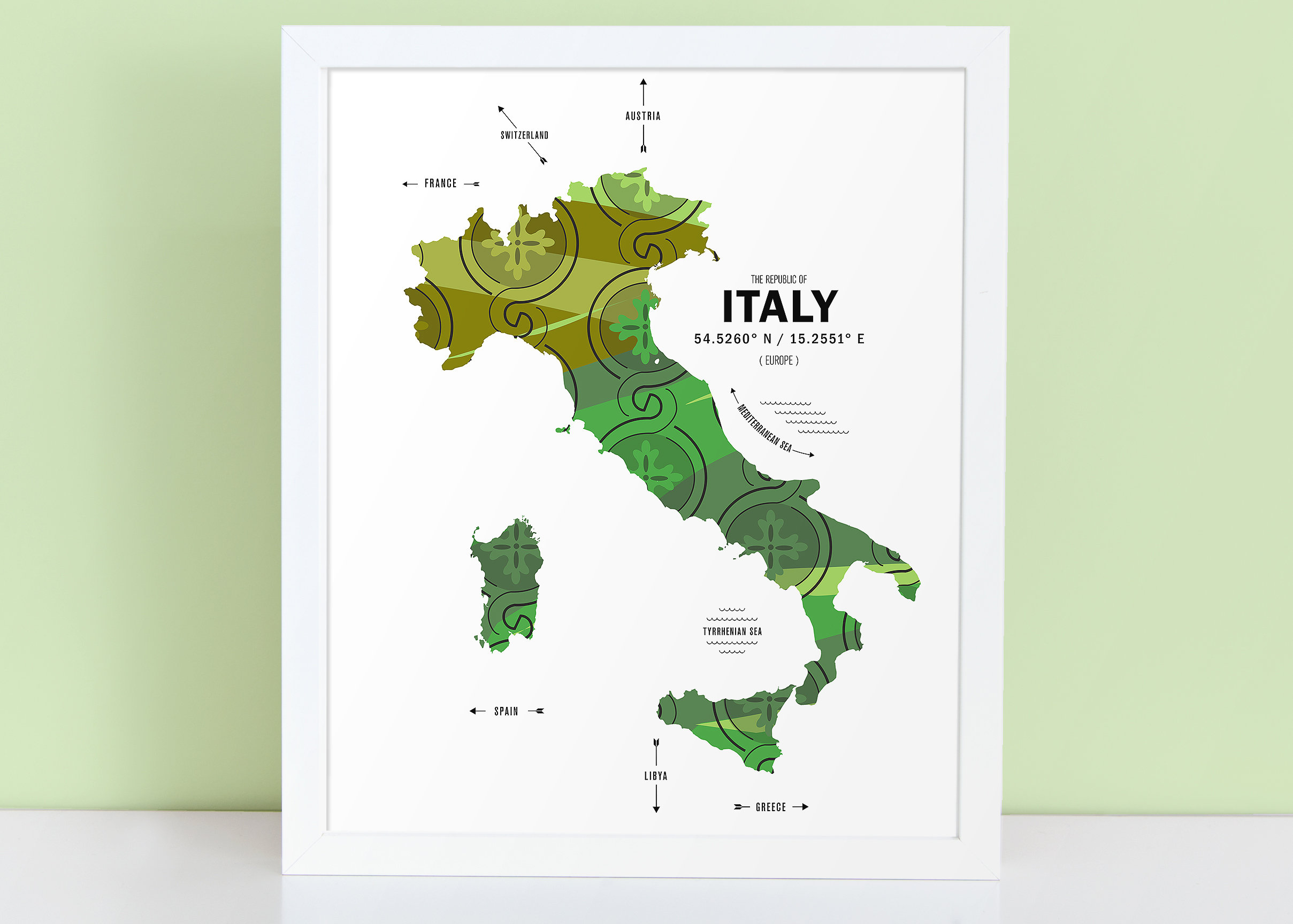 Italy Map Print Poster - Etsy