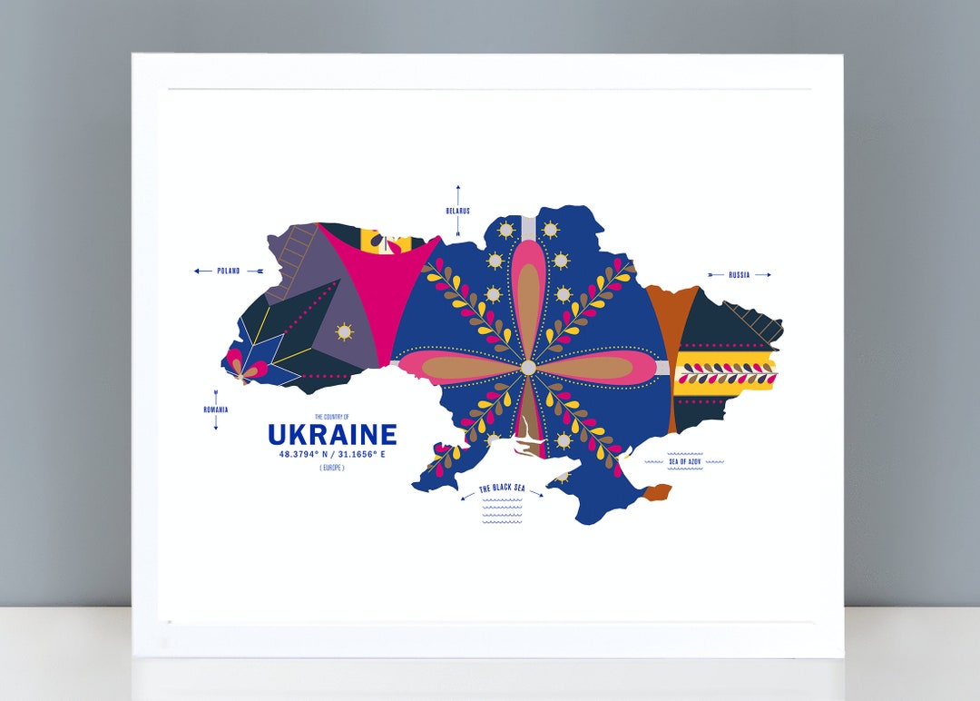 Ukraine Map Print Poster - Etsy