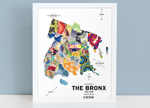 Bronx New York City Map Print Travel Poster | Etsy
