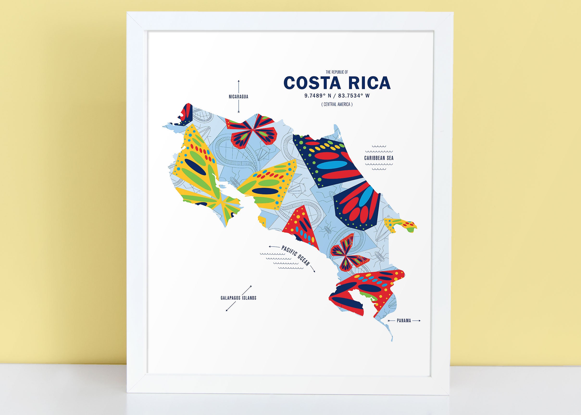 Costa Rica Map Print Poster - Etsy