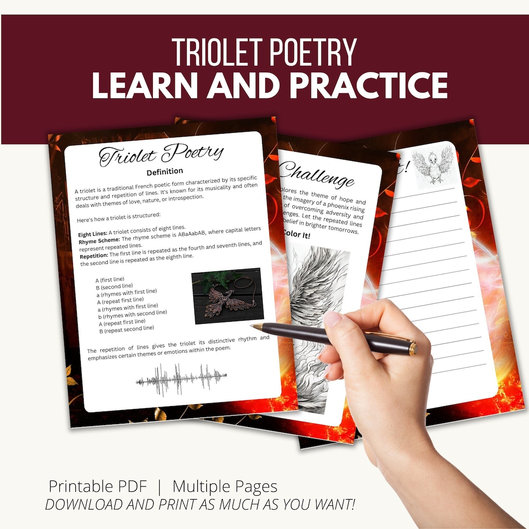 Learn and Practice Triolet Poetry - Etsy