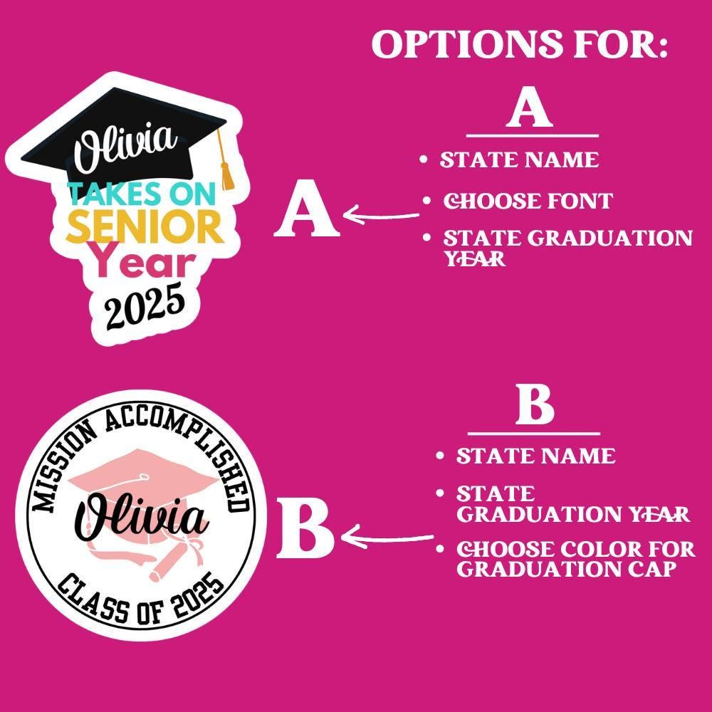 Personalized Graduation Name Sticker Class of 2025 Custom Decal ...