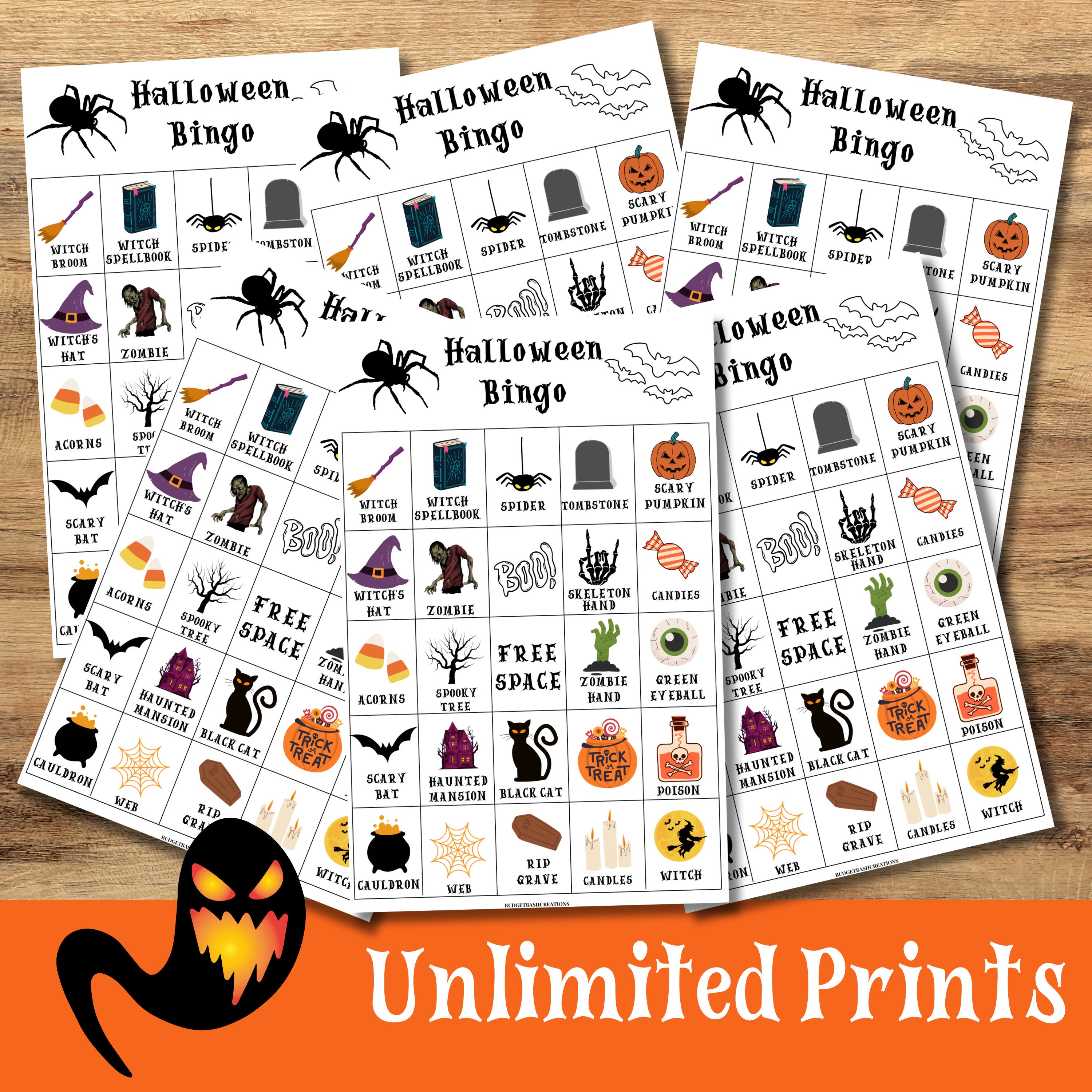 Halloween Bingo Card for Kid Family Game Night Halloween Bingo Game ...