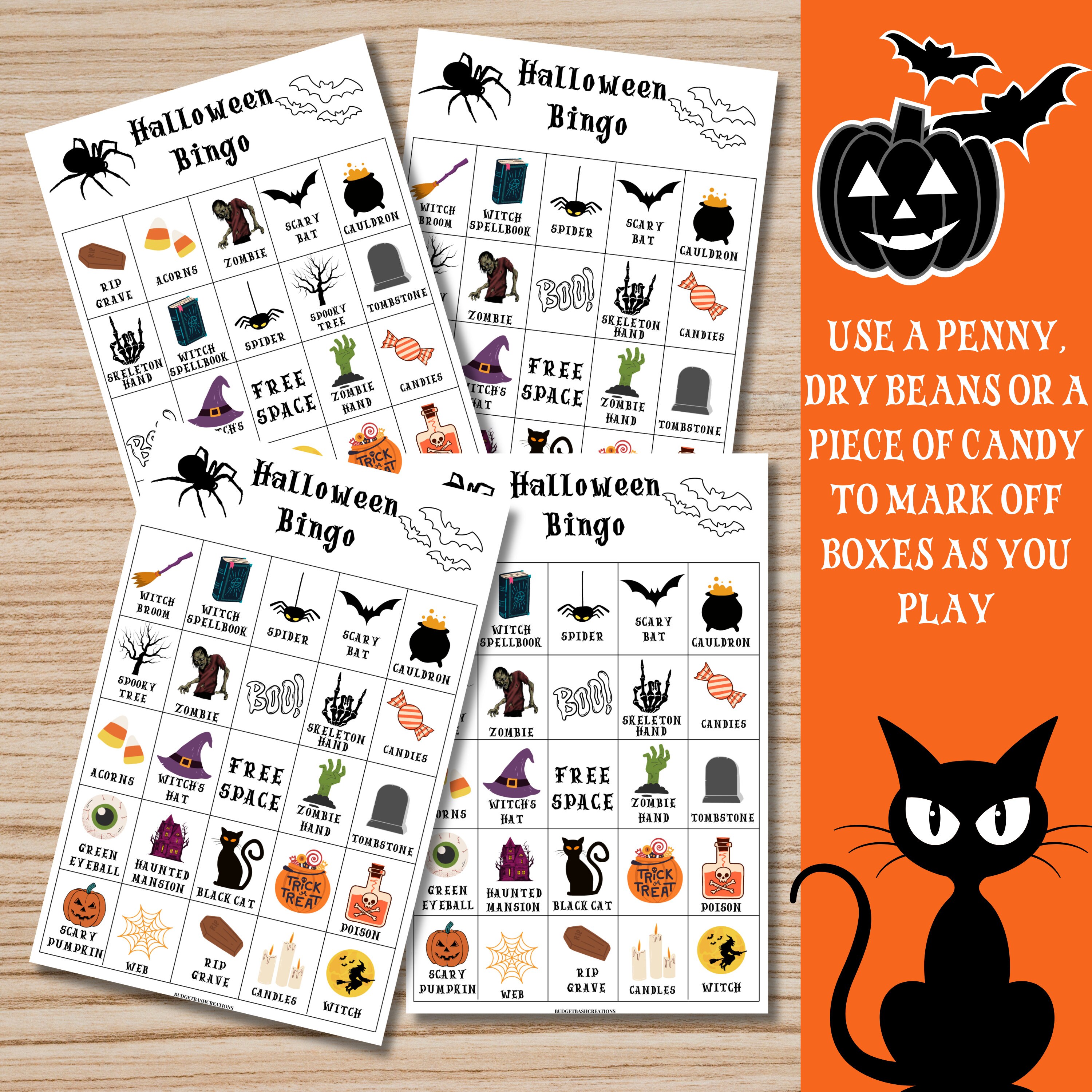 Halloween Bingo Card for Kid Family Game Night Halloween Bingo Game ...