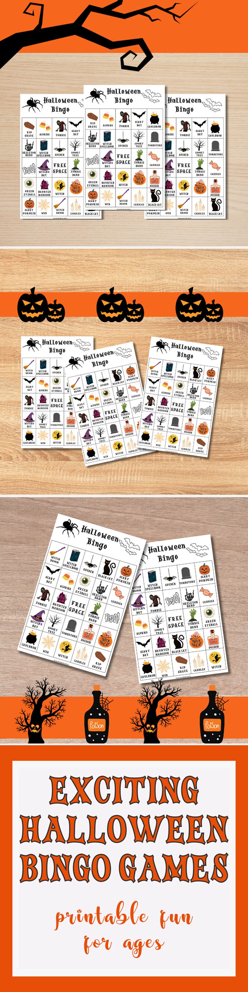 Halloween Bingo Card for Kid Family Game Night Halloween Bingo Game ...