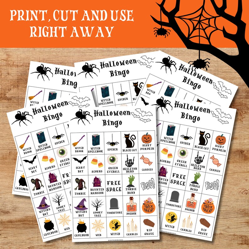 Halloween Bingo Card for Kid Family Game Night Halloween Bingo Game ...