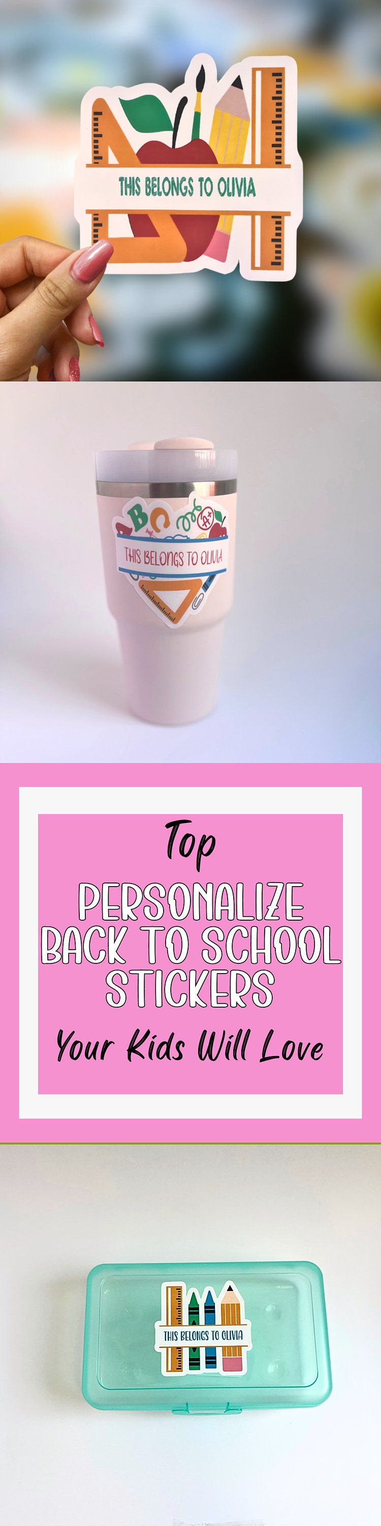 Personalized Back to School Stickers Custom Student Labels School Name ...