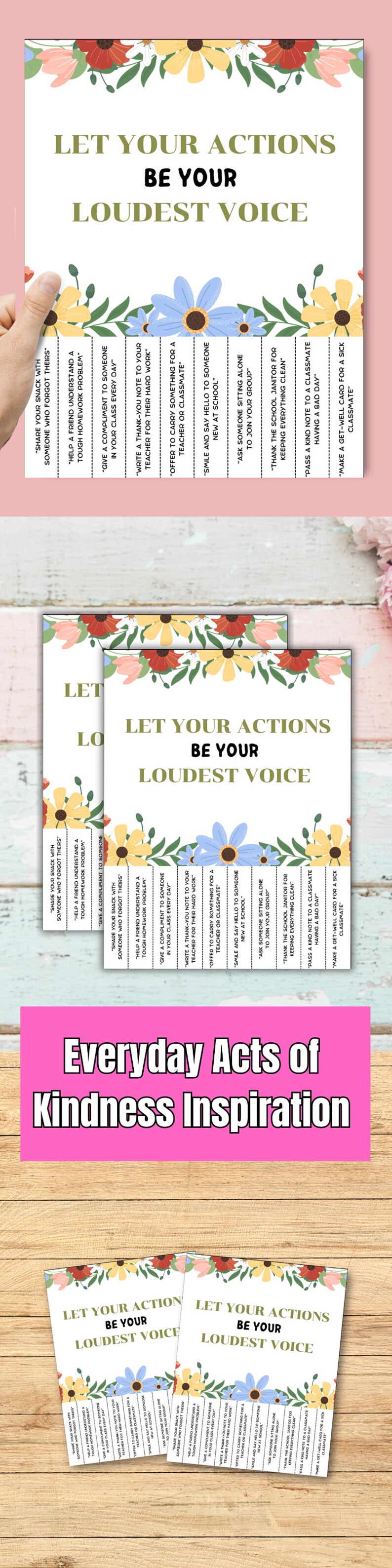 Acts of Kindness Flyer Be Kind Poster Random Acts of Kindness Tear off ...