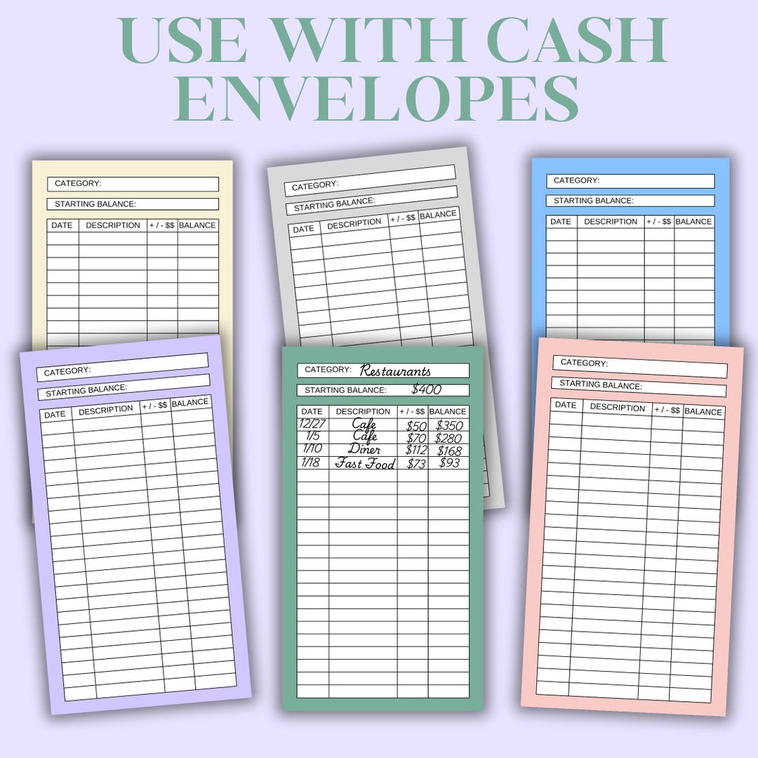Printable Cash Stuffing Envelope Cash Tracker for Budget Binder Cash ...