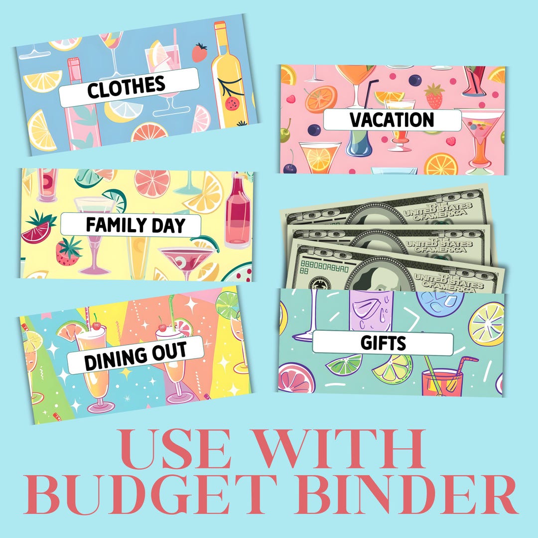 Beach Cash Envelope Pastel Style Summer Design Party Money System ...