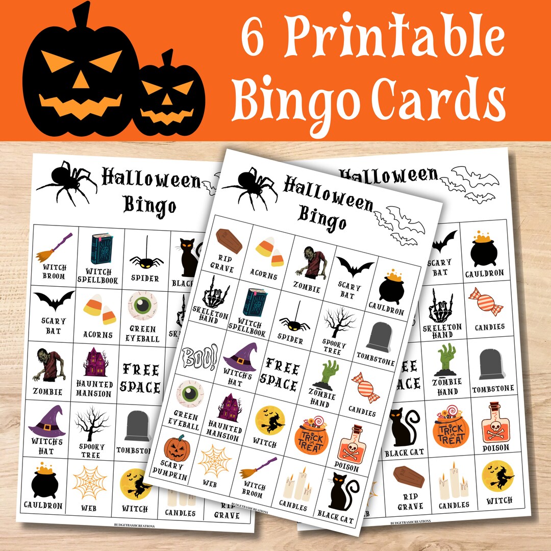 Halloween Bingo Card for Kid Family Game Night Halloween Bingo Game ...