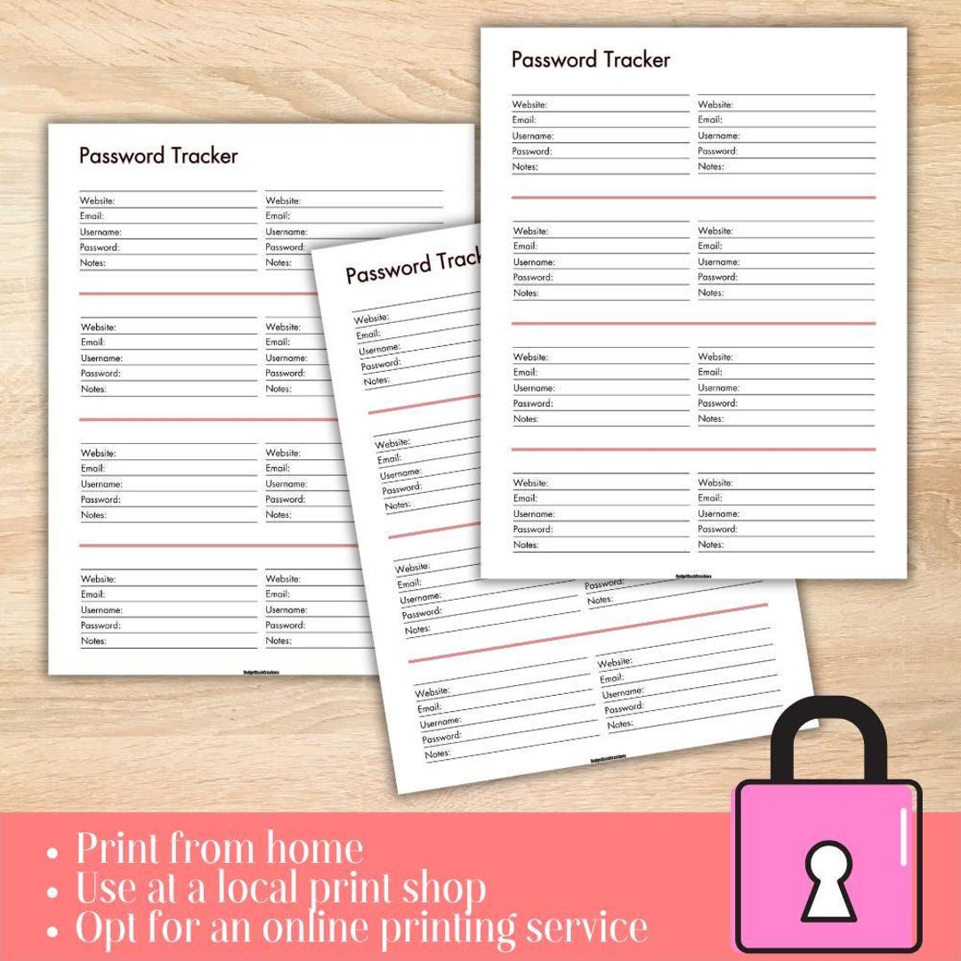 Digital Password Tracker Printable Account Organization PDF Password ...