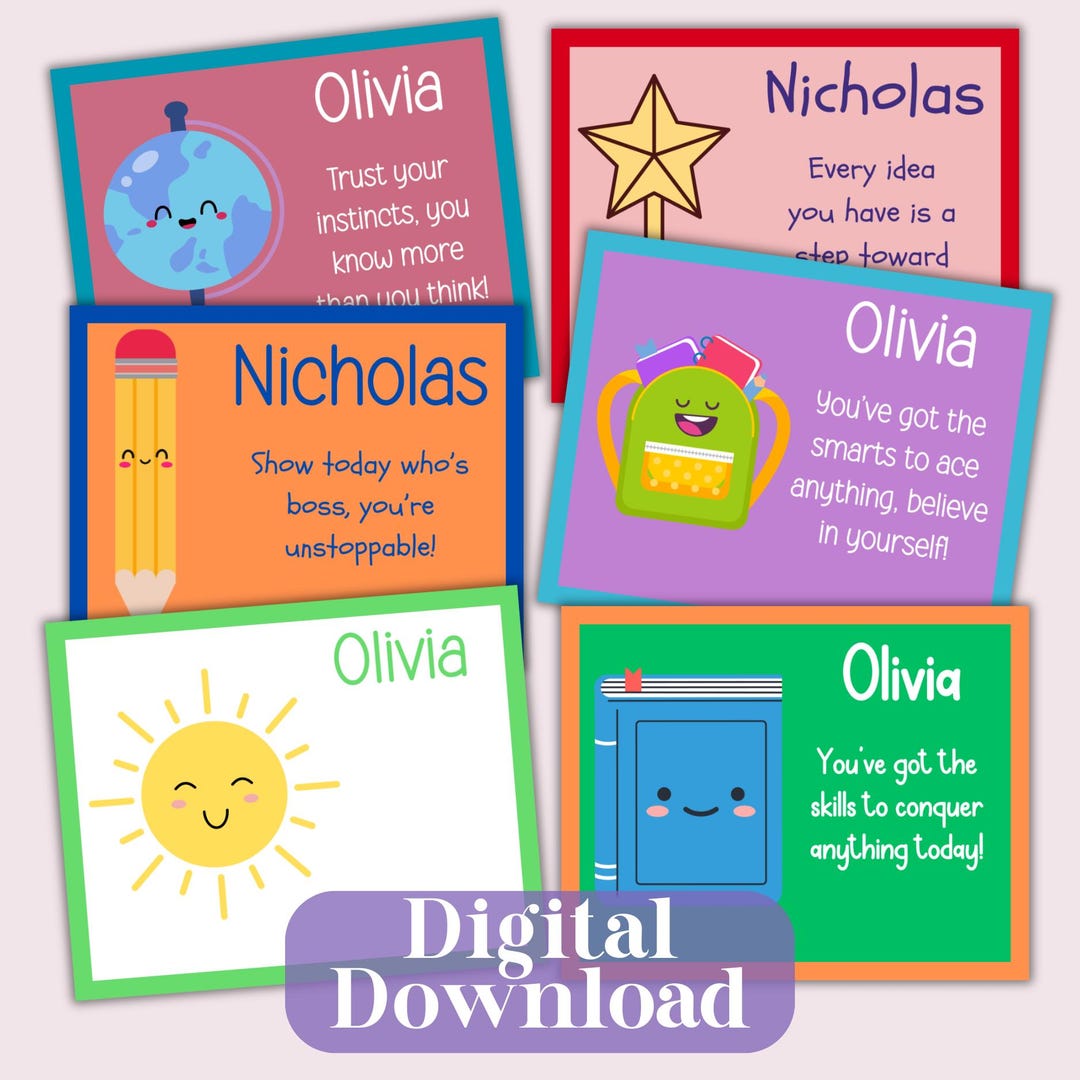 Printable Lunch Box Note School Lunch Note for Kid Back to School ...
